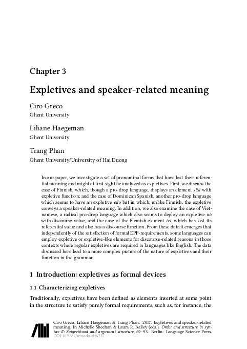 (PDF) Expletives and speaker-related meaning. | Trang Phan - Academia.edu