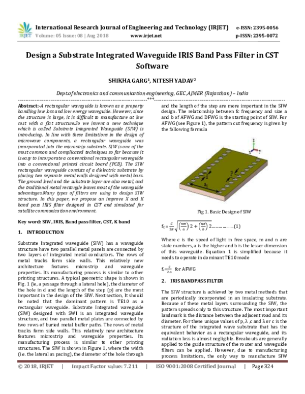 (PDF) IRJET- Design a Substrate Integrated Waveguide IRIS Band Pass ...