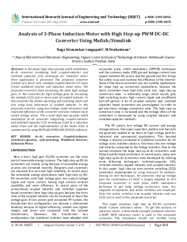 (PDF) IRJET- Analysis of 3-Phase Induction Motor with High Step-up PWM DC-DC Converter Using ...