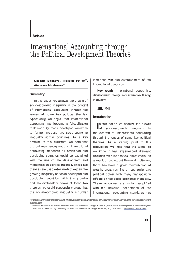 (PDF) International Accounting through the Political Development Theories