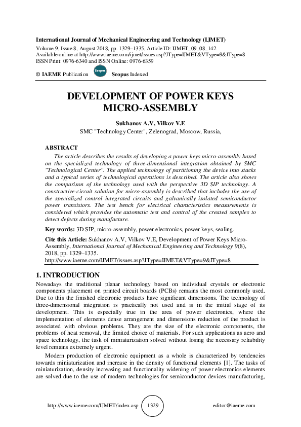 (PDF) DEVELOPMENT OF POWER KEYS MICRO-ASSEMBLY