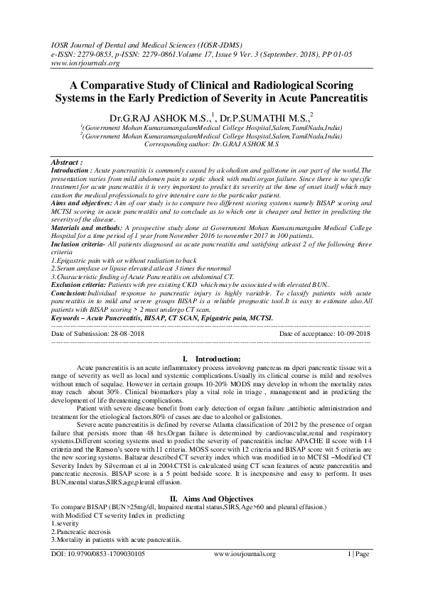 (PDF) A Comparative Study of Clinical and Radiological Scoring Systems ...