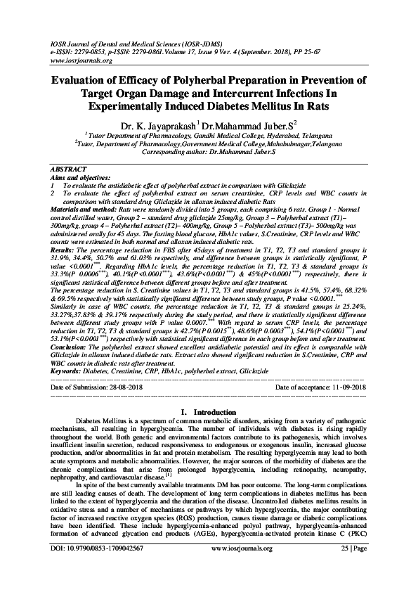 (PDF) Evaluation of Efficacy of Polyherbal Preparation in Prevention of ...