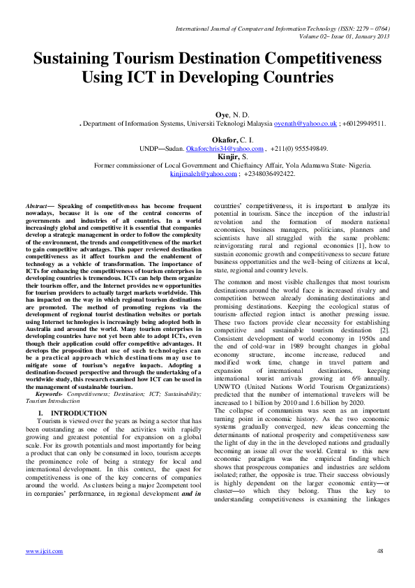 (PDF) Sustaining Tourism Destination Competitiveness Using ICT in ...