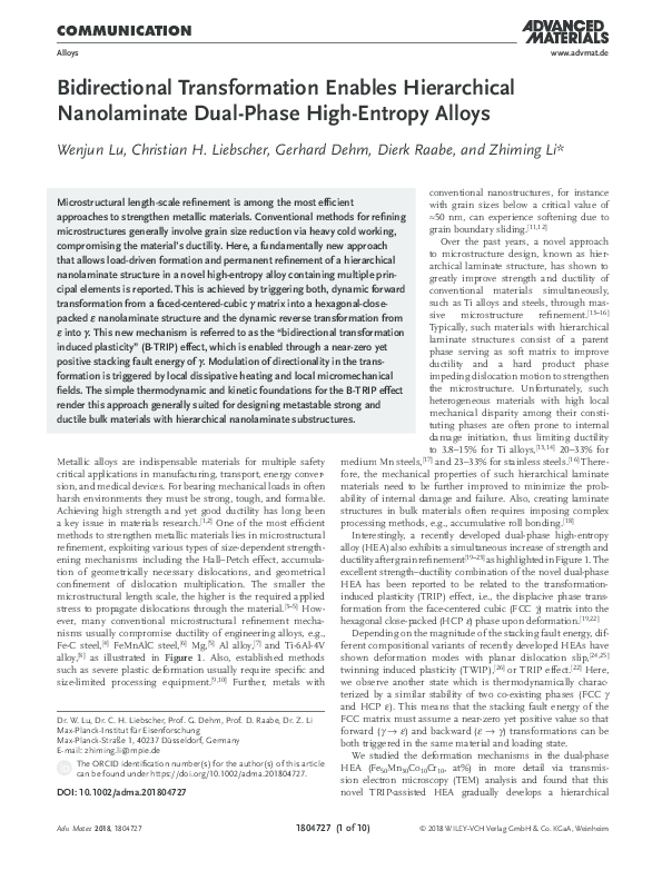 (PDF) Bidirectional Transformation Enables Hierarchical Nanolaminate ...