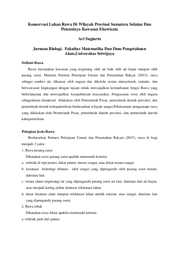 (PDF) Konservasi Lahan Rawa Di Wilayah Provinsi Sumatera Selatan Dan ...