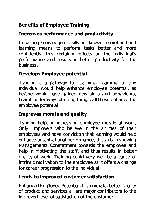 (DOC) Benefits of Employee Training