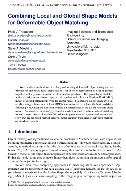 (PDF) Combining Local and Global Shape Models for Deformable Object Matching | Steve Adeshina ...