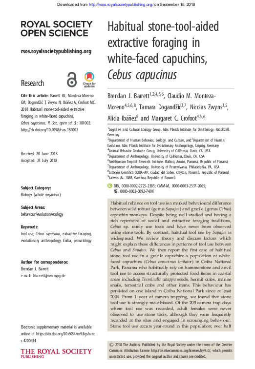 (PDF) Habitual stone-tool-aided extractive foraging in white-faced ...