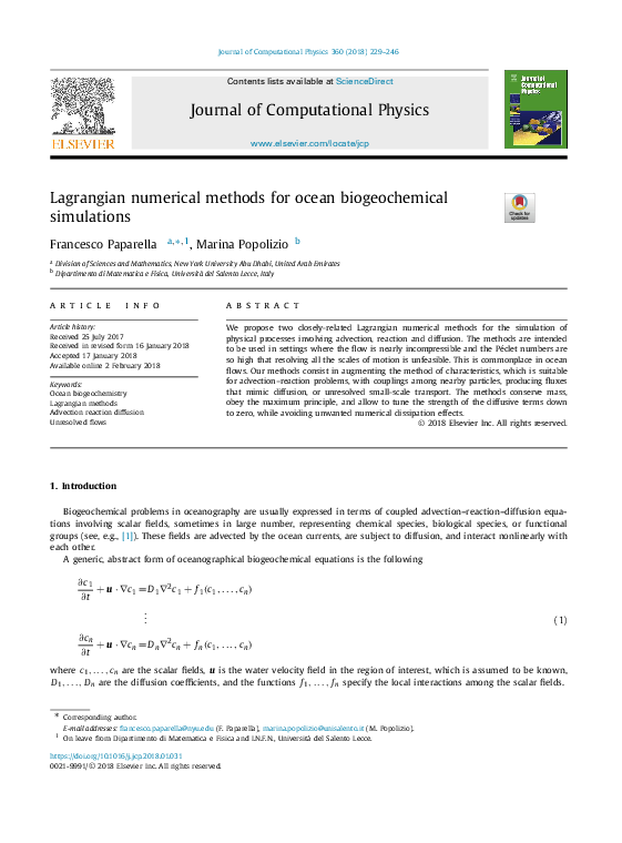 (PDF) Lagrangian numerical methods for ocean biogeochemical simulations
