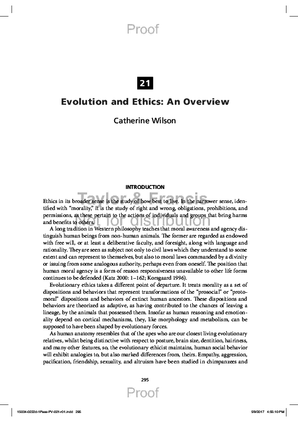 (PDF) Evolution and Ethics: An Overview