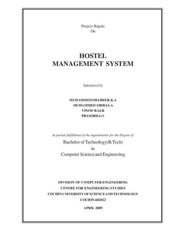 (PDF) HOSTEL MANAGEMENT SYSTEM Submitted by