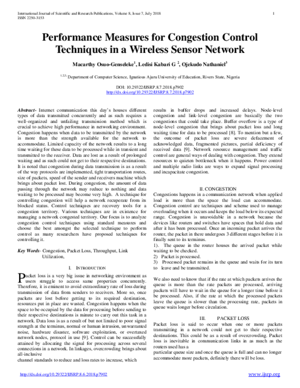 (PDF) Performance Measures for Congestion Control Techniques in a Wireless Sensor Network.pdf