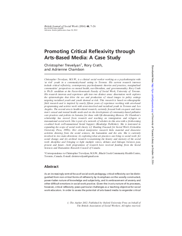 (PDF) Promoting Critical Reflexivity through Arts-Based Media: A Case Study