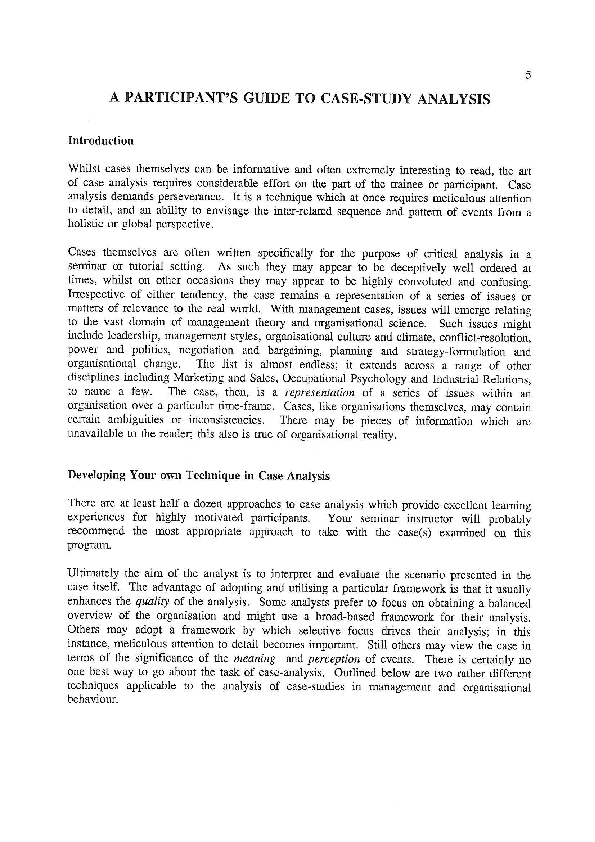(PDF) A Guide to Case Analysis