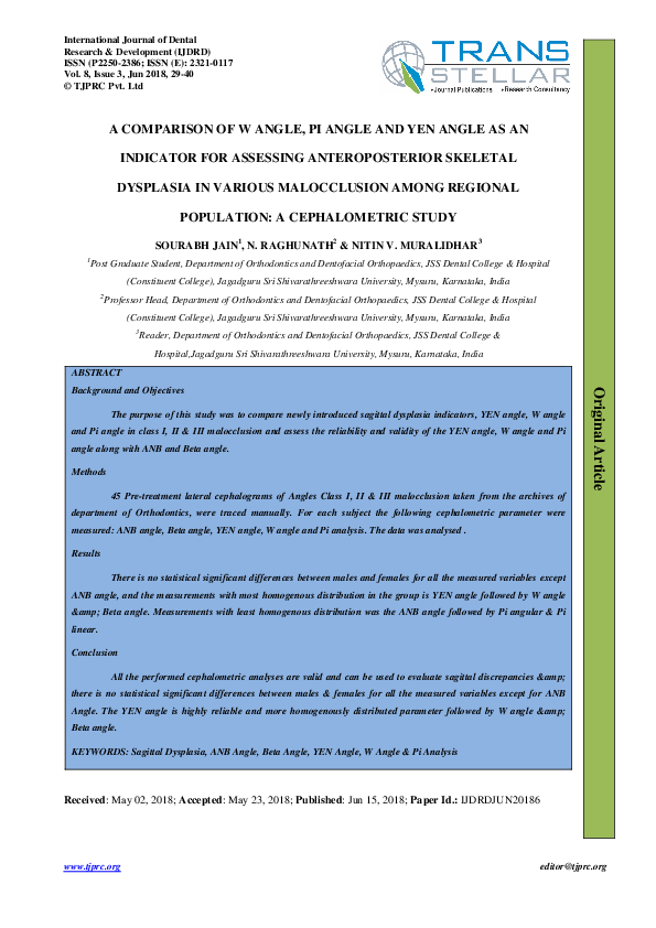 (PDF) A COMPARISON OF W ANGLE, PI ANGLE AND YEN ANGLE AS AN INDICATOR ...