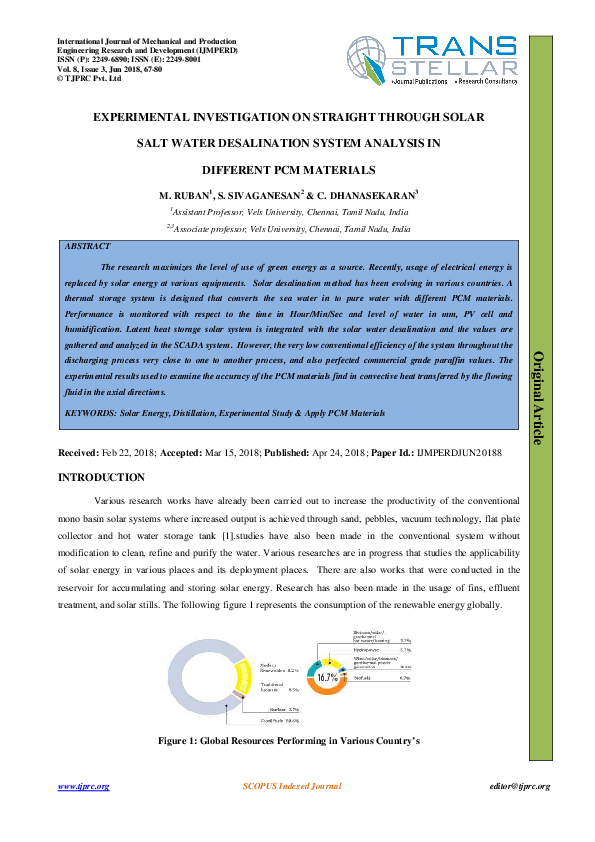(PDF) EXPERIMENTAL INVESTIGATION ON STRAIGHT THROUGH SOLAR SALT WATER ...