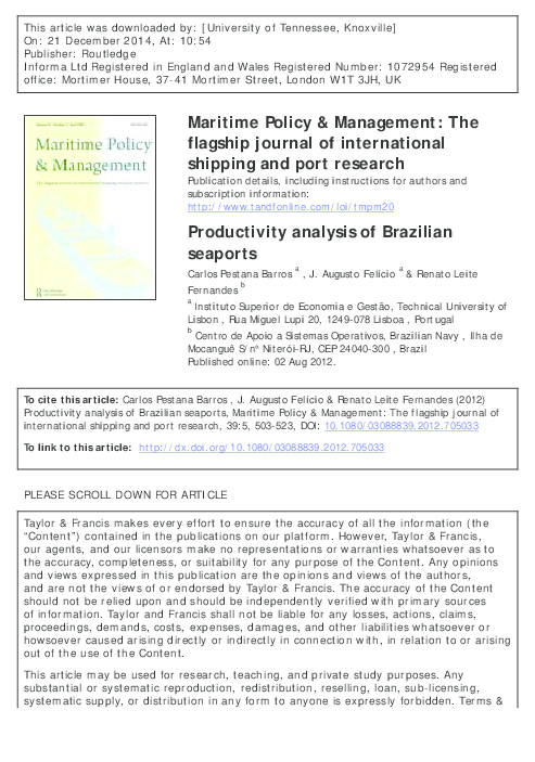 (PDF) Maritime Policy & Management: The flagship journal of ...