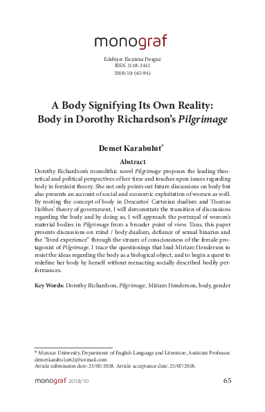 (PDF) " A Body Signifying Its Own Reality: Body in Dorothy Richardson's ...