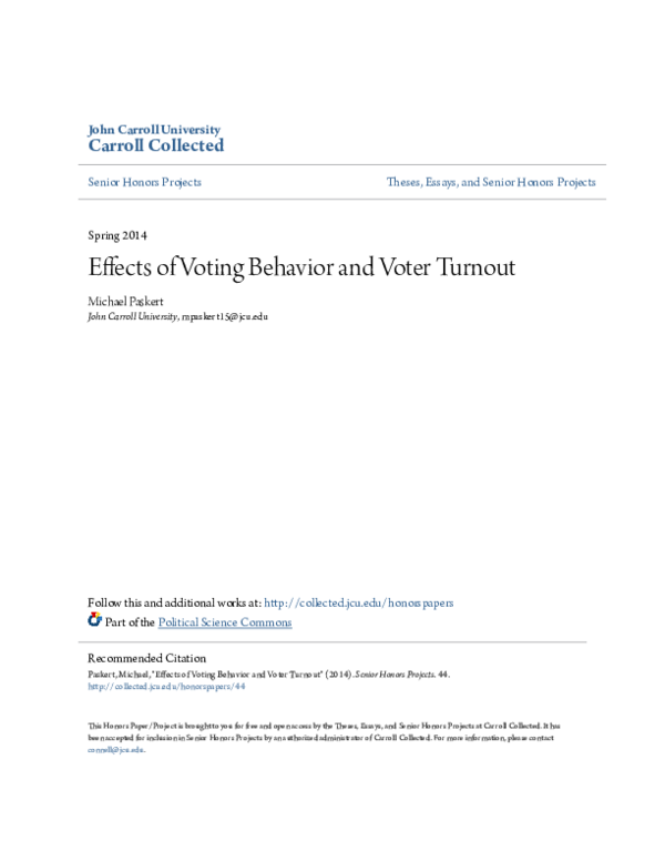 (PDF) Effects of Voting Behavior and Voter Turnout