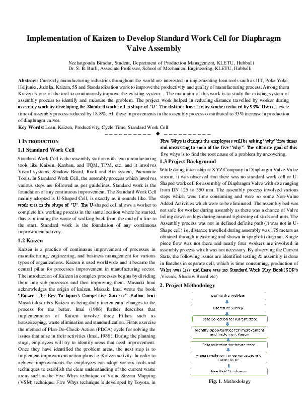 (PDF) Implementation of Kaizen to Develop Standard Work Cell for ...