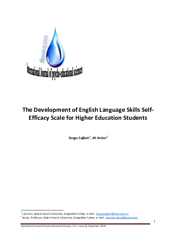 (PDF) The Development of English Language Skills Self- Efficacy Scale ...