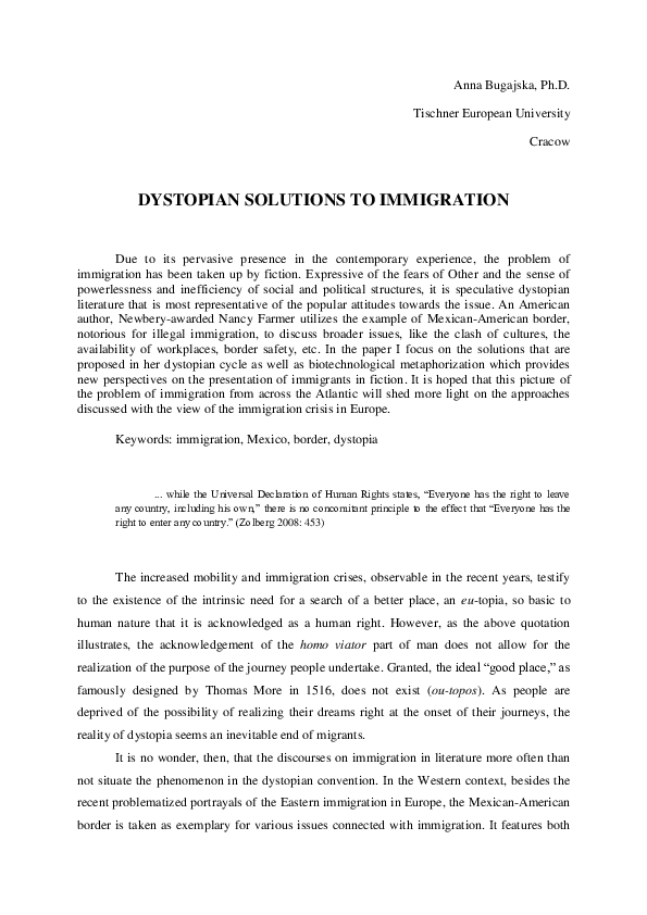 (PDF) DYSTOPIAN SOLUTIONS TO IMMIGRATION