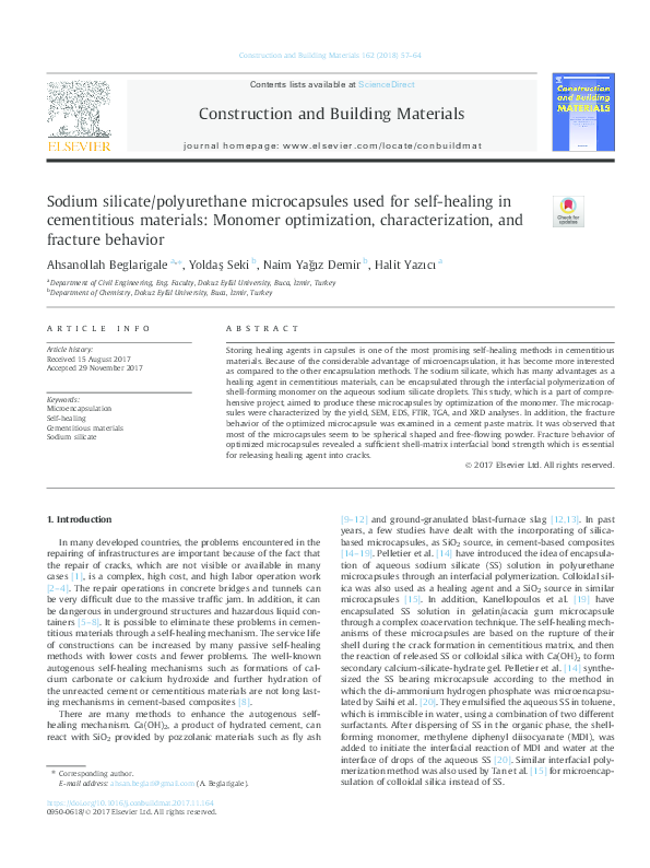 (PDF) Sodium silicate/polyurethane microcapsules used for self-healing ...