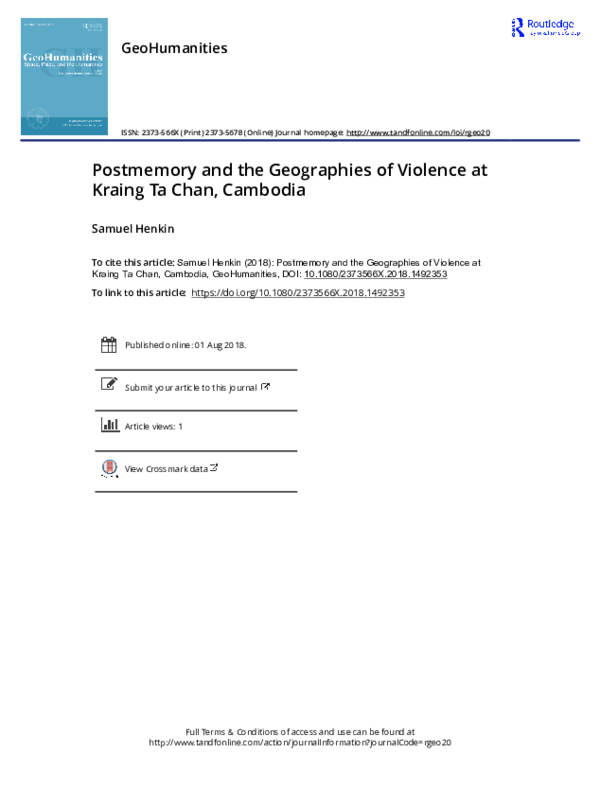 (PDF) Postmemory and the Geographies of Violence at Kraing Ta Chan, Cambodia | Samuel Henkin, Ph ...