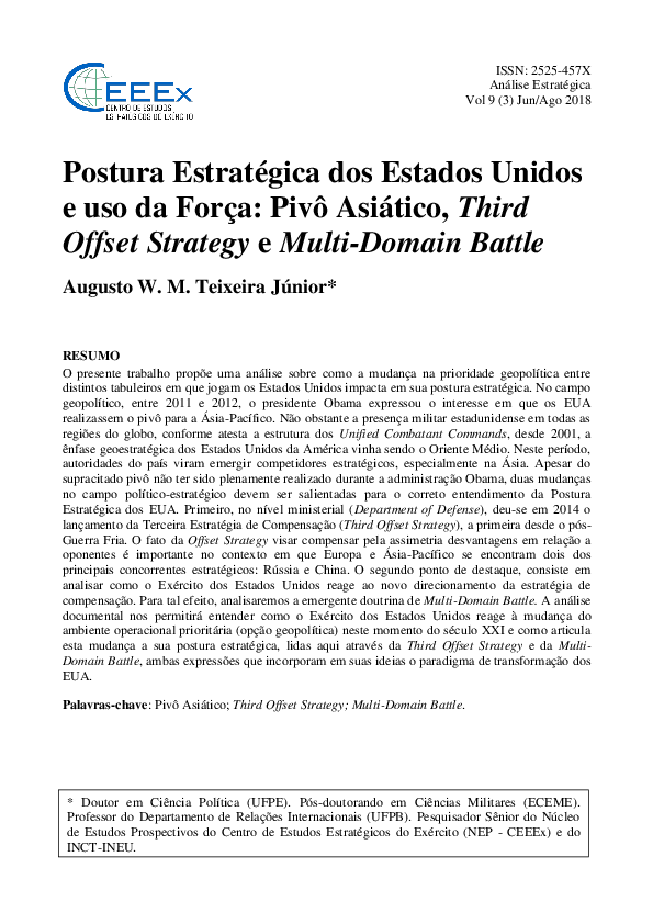 (PDF) Postura Estratégica dos Estados Unidos e uso da Força: Pivô ...