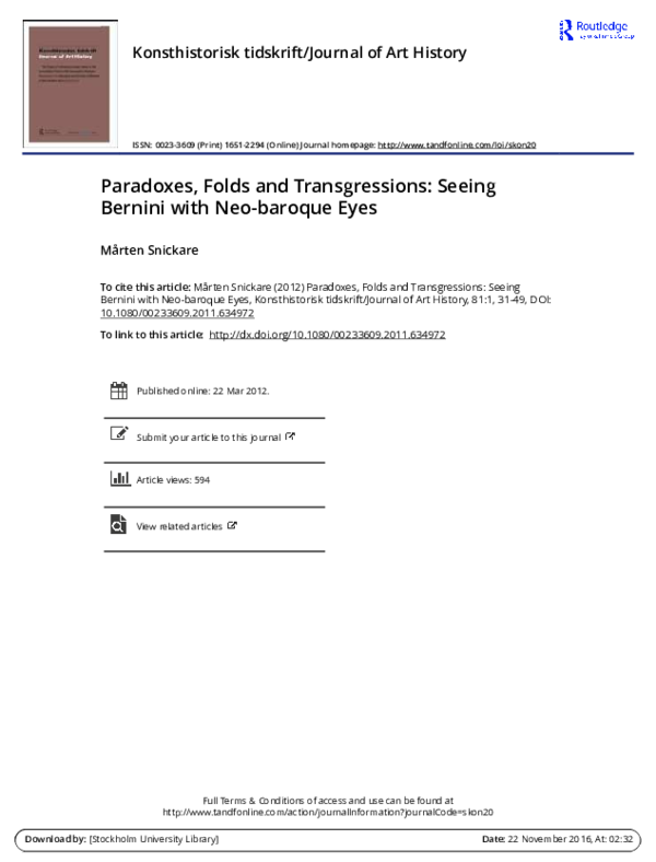 (PDF) Paradoxes, Folds and Transgressions: Seeing Bernini with Neo ...