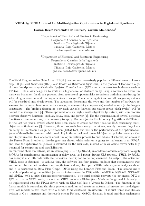 (PDF) VHDL by MOEA: a tool for Multi-objective Optimization in High ...