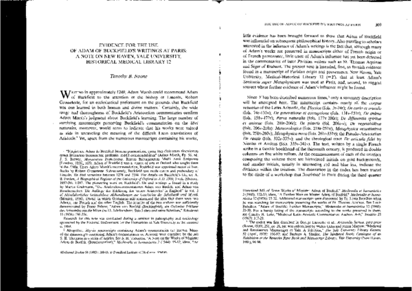 (PDF) Noone 1992 - Evidence for the Use of Adam of Buckfield's Writing ...