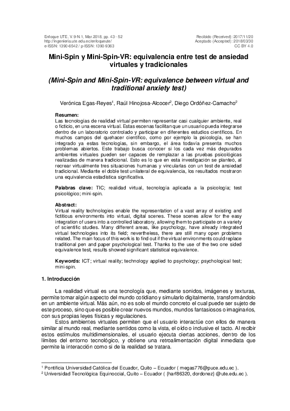 (PDF) Mini-Spin y Mini-Spin-VR: equivalencia entre test de ansiedad ...