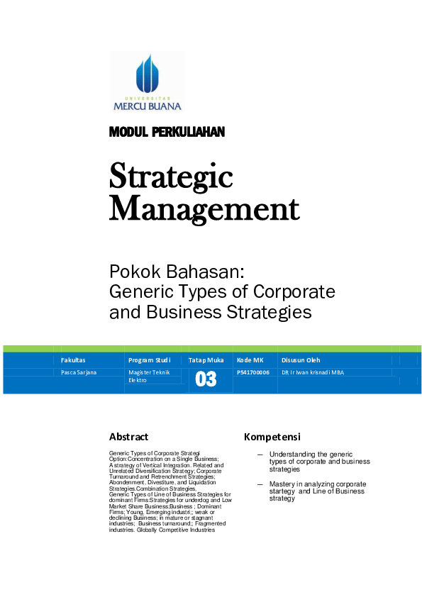 (PDF) Module 3 Strategic Management