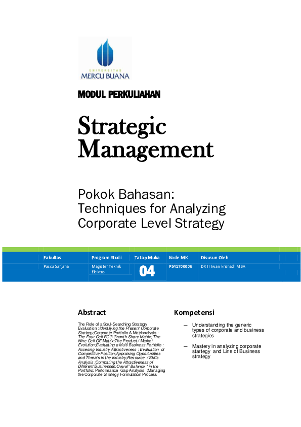 (PDF) Module 4 Strategic Management