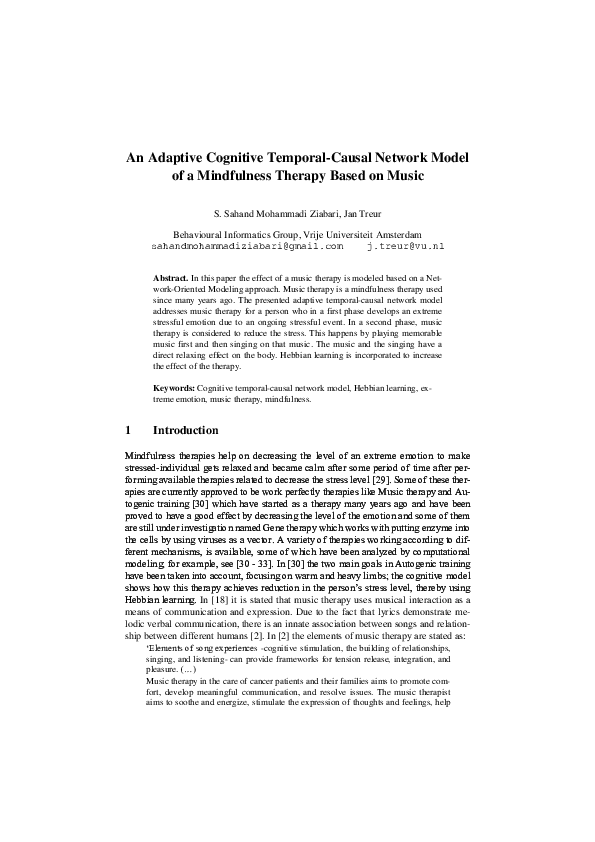 (PDF) An adaptive cognitive temporal-causal network model of a mindfulness therapy based on ...