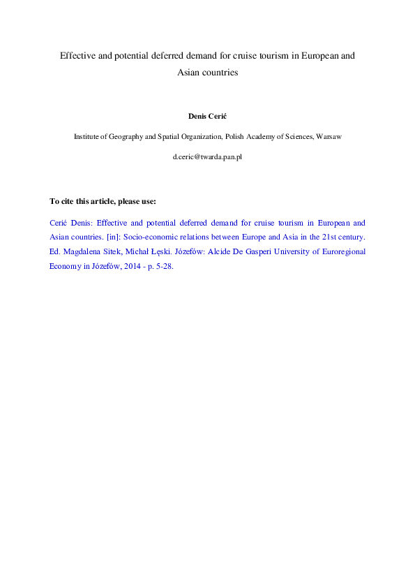 (PDF) Effective and potential deferred demand for cruise tourism in ...