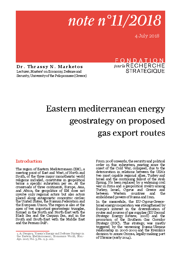 (PDF) Eastern Mediterranean Energy geostrategy on Proposed Gas Export ...