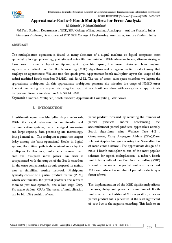 (PDF) Approximate Radix-4 Booth Multipliers for Error Analysis