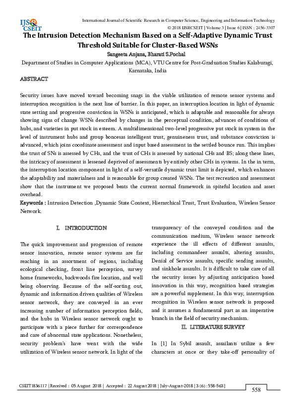 (PDF) The Intrusion Detection Mechanism Based on a Self-Adaptive Dynamic Trust Threshold ...