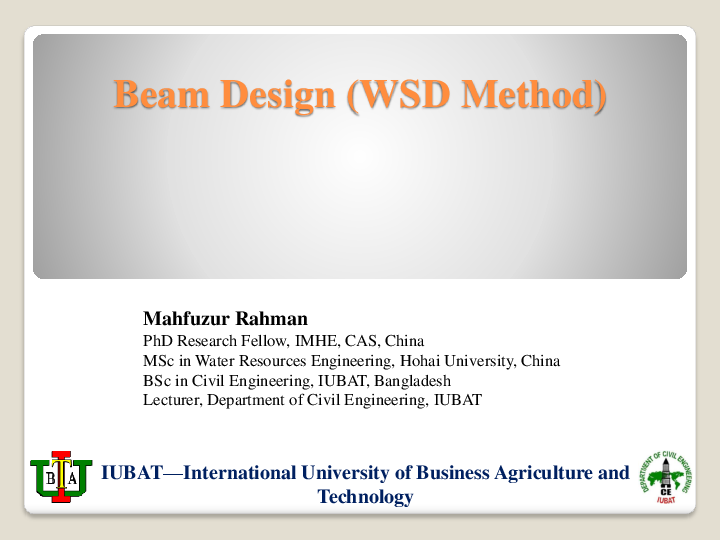 (PPT) Beam Design by WSD