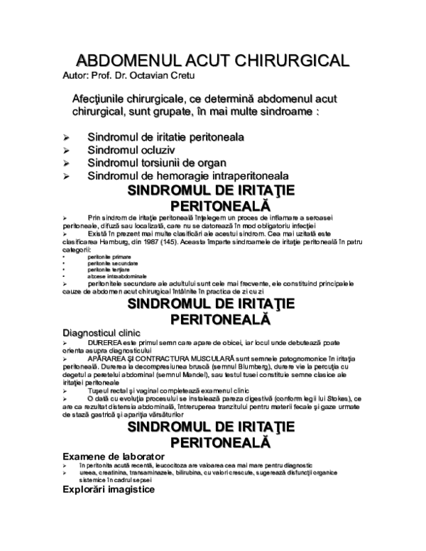(DOC) ABDOMENUL ACUT CHIRURGICAL