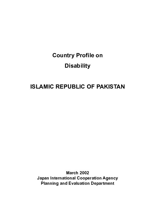 (PDF) Country Profile on Disability ISLAMIC REPUBLIC OF PAKISTAN