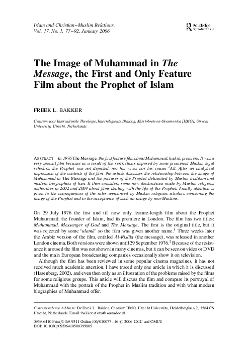 (PDF) The image of Muhammad in The Message, the first and only feature ...