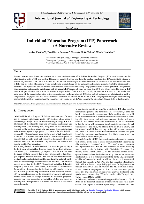 (PDF) Individual Education Program (IEP) Paperwork : A Narrative Review