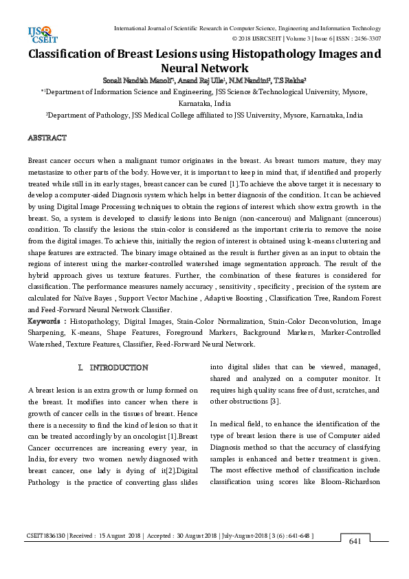 Pdf Classification Of Breast Lesions Using Histopathology Images And Neural Network