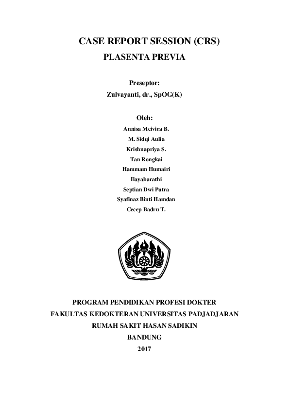 (DOC) CASE REPORT SESSION (CRS) PLASENTA PREVIA
