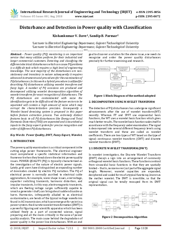 Pdf Disturbance And Detection In Power Quality With Classification