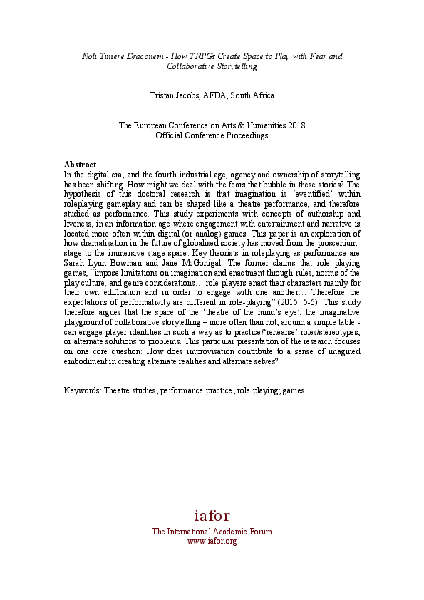 (PDF) Noli Timere Draconem - How TRPGs Create Space to Play with Fear ...